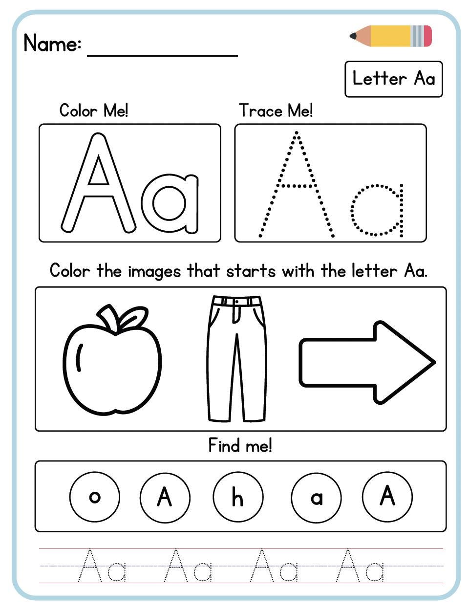 Pre-k Alphabet Worksheets, Letter Tracing, Preschool ABC Printable ...