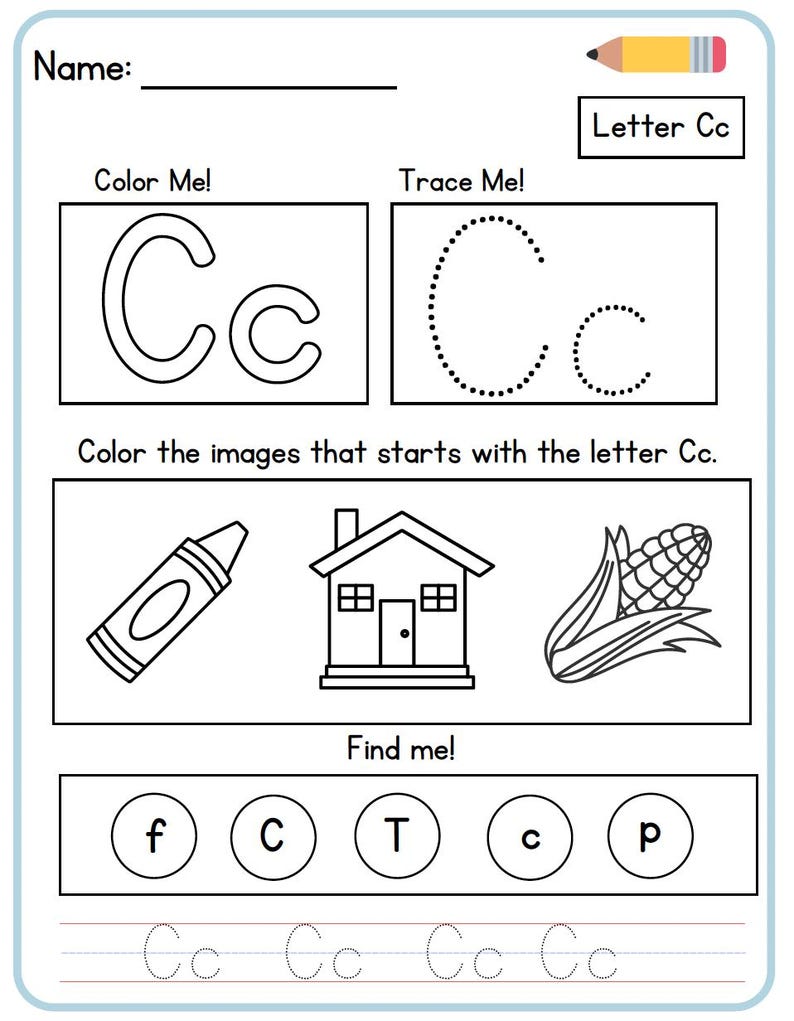 Pre-k Alphabet Worksheets, Letter Tracing, Preschool ABC Printable ...
