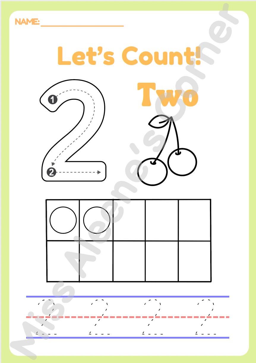 Tracing 1-10 Numbers With Ten Frame, Preschool Worksheet Printable ...