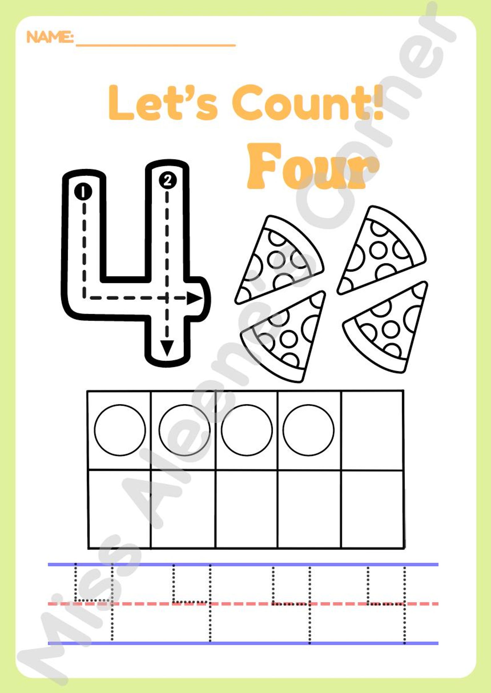 Tracing 1-10 Numbers With Ten Frame, Preschool Worksheet Printable ...