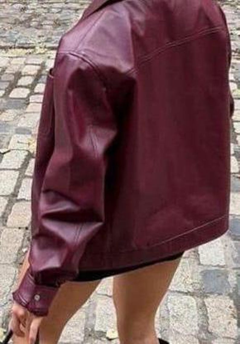 Effortlessly Cool Burgundy Leather Jacket Oversized Boxy Fit With ...