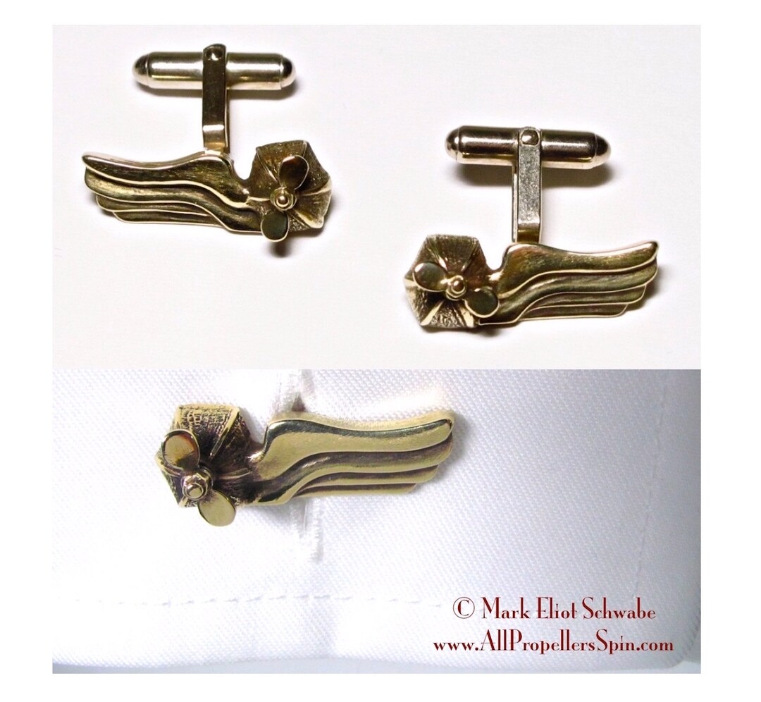 Wings & Propeller Interactive SteamPunk cuff links Airship style ...