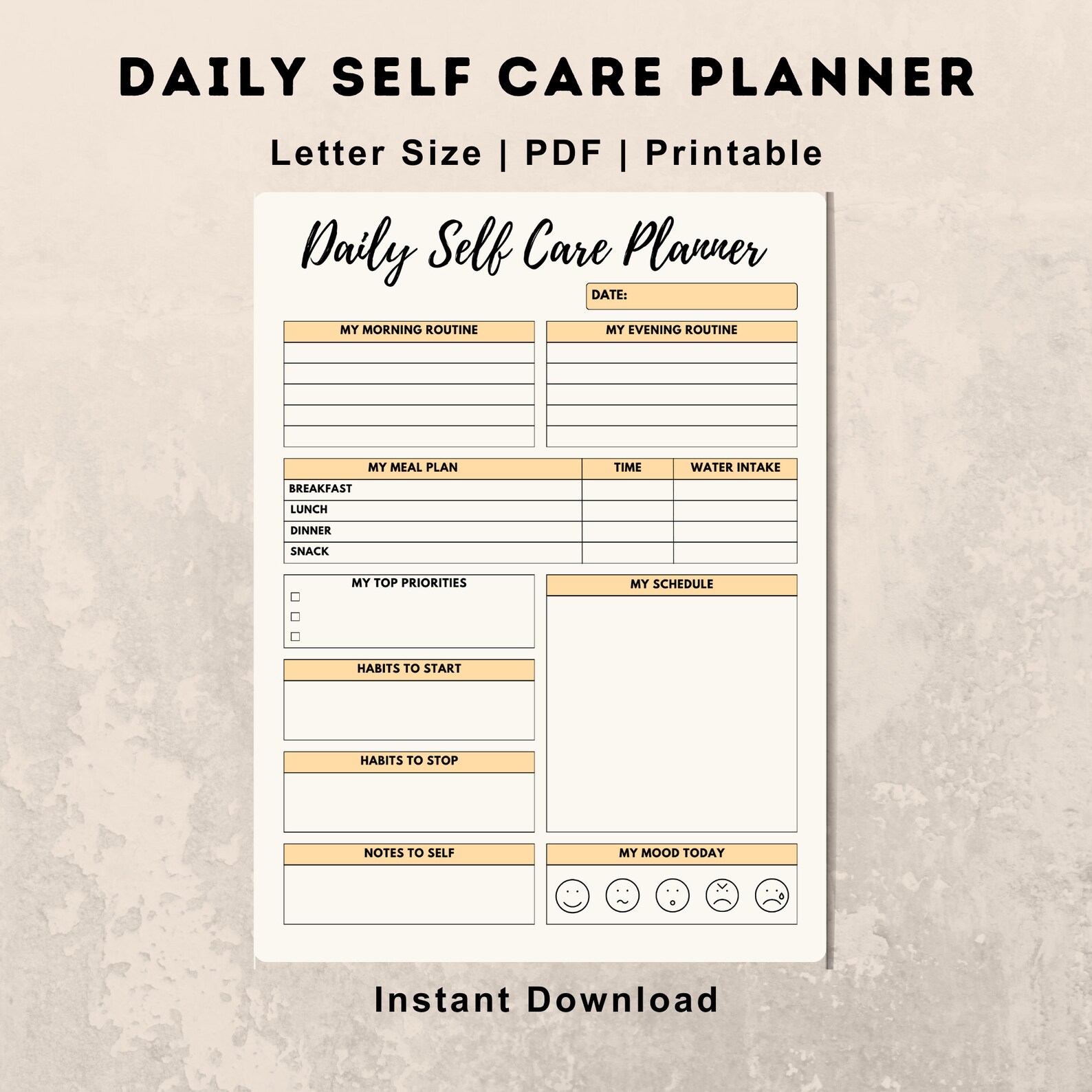 Daily Self Care Planner 2025 Daily Planner Printable Self Care ...