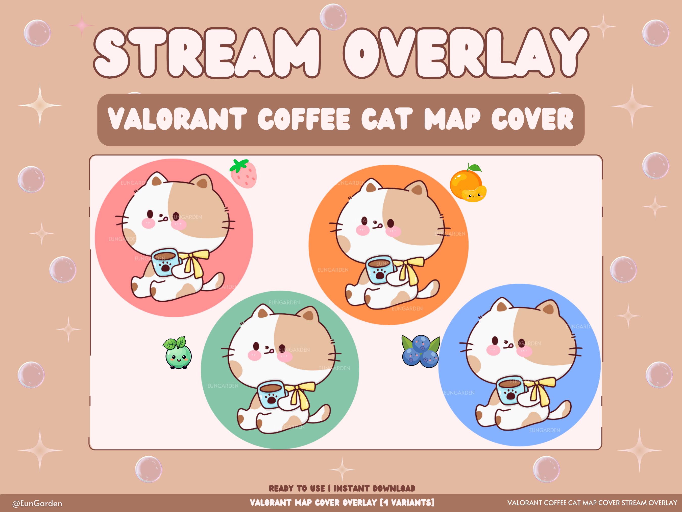 Valorant Cute Coffee Cat In-game HUD Overlay, 4 Colors Map Covers ...