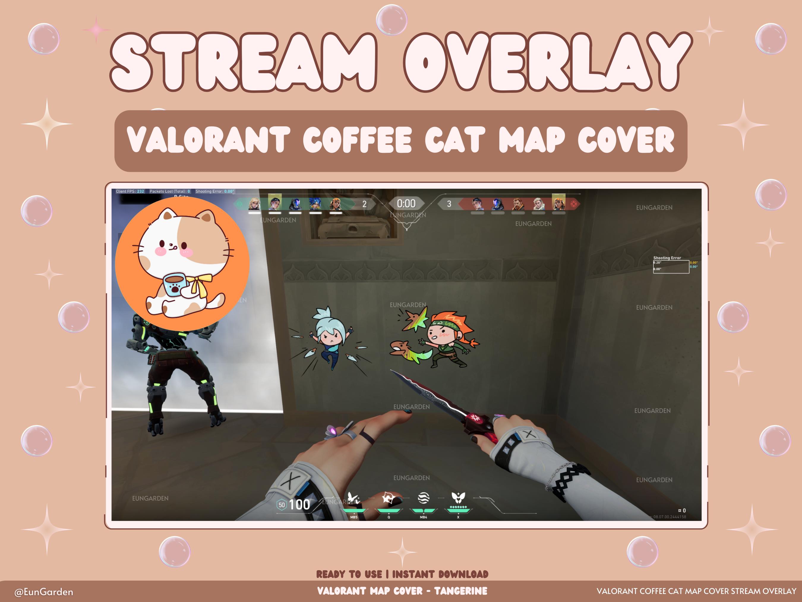 Valorant Cute Coffee Cat In-game HUD Overlay, 4 Colors Map Covers Game ...