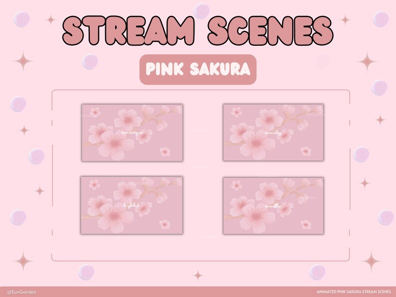 ANIMATED Sweet Simple Cute Pink Sakura Screen Gaming | Twitch Overlay ...