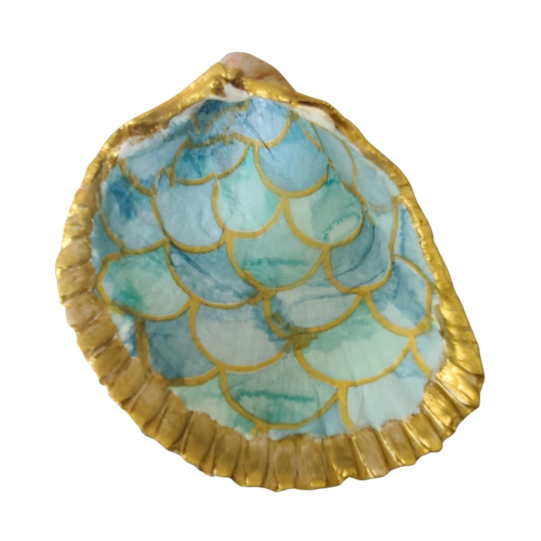 Shell Trinket Dish Mermaid Scales - Etsy