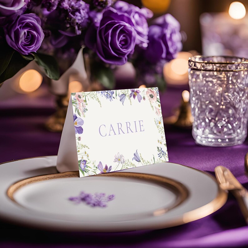 Floral Place Cards Template, Printable Place Cards, Wedding Name Cards ...