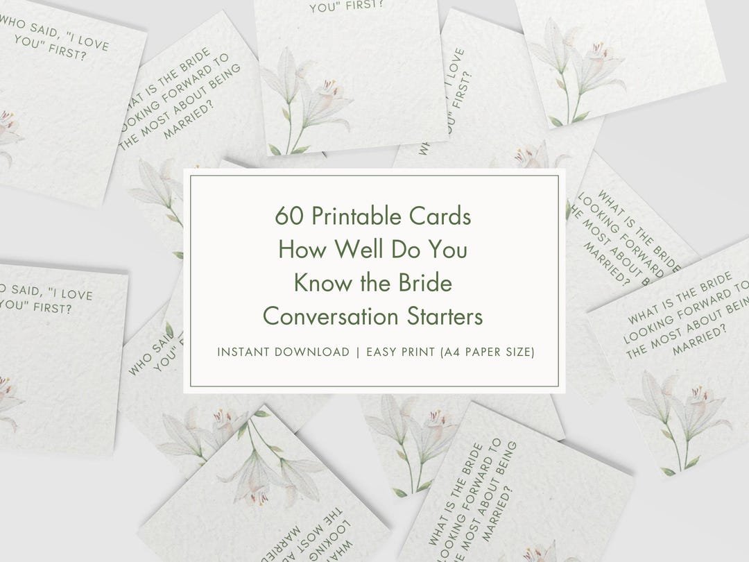 60 How Well Do You Know the Bride Question Cards Bridal Shower Game ...