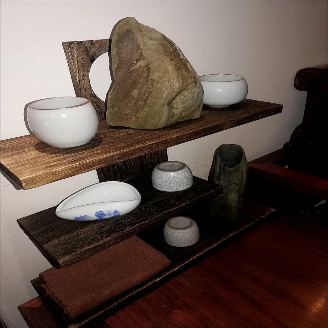 Rustic Wooden Tea Set Display Stand Multi-layer Vintage Shelf - Etsy