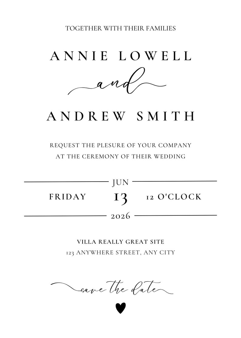Minimalist Wedding Invitation - Etsy