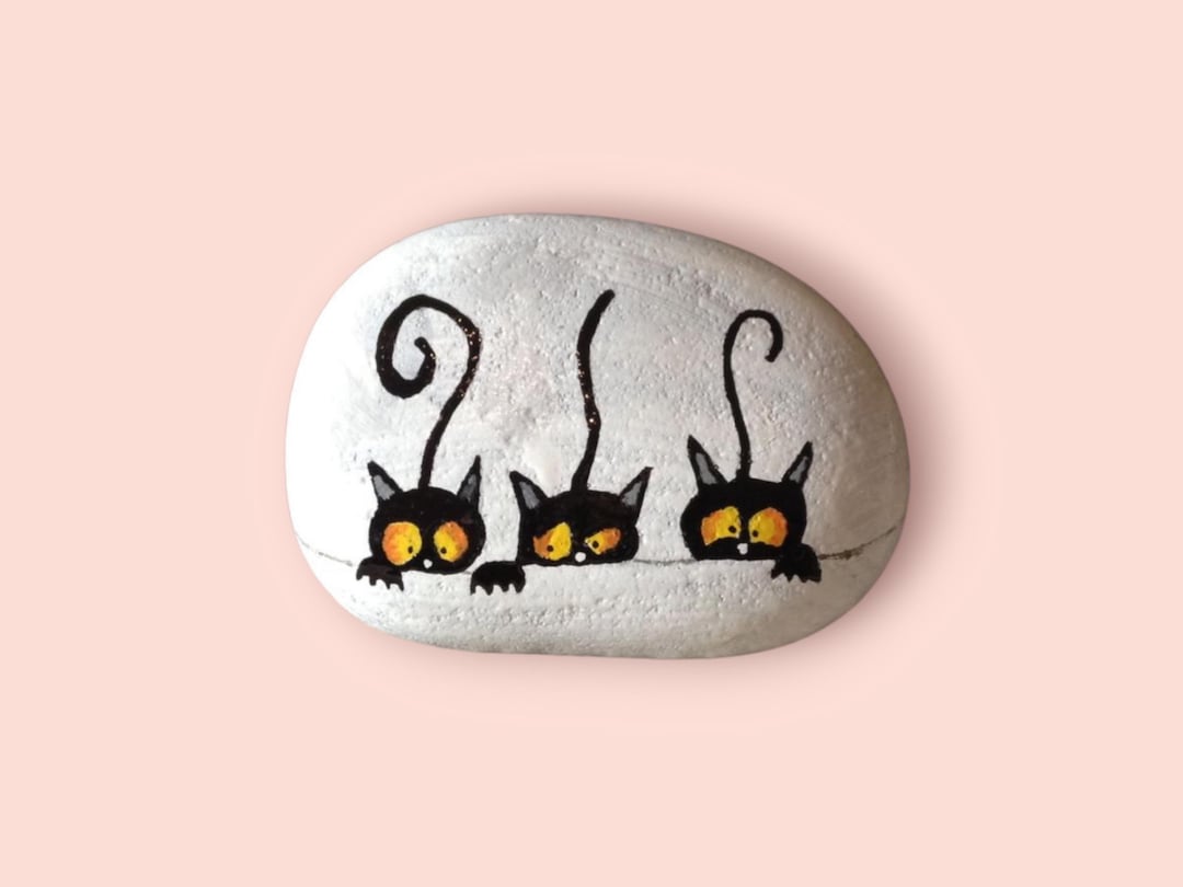 Cat Stone Art Cat Friendship Stone Handmade Stone Art Home Living Decor ...