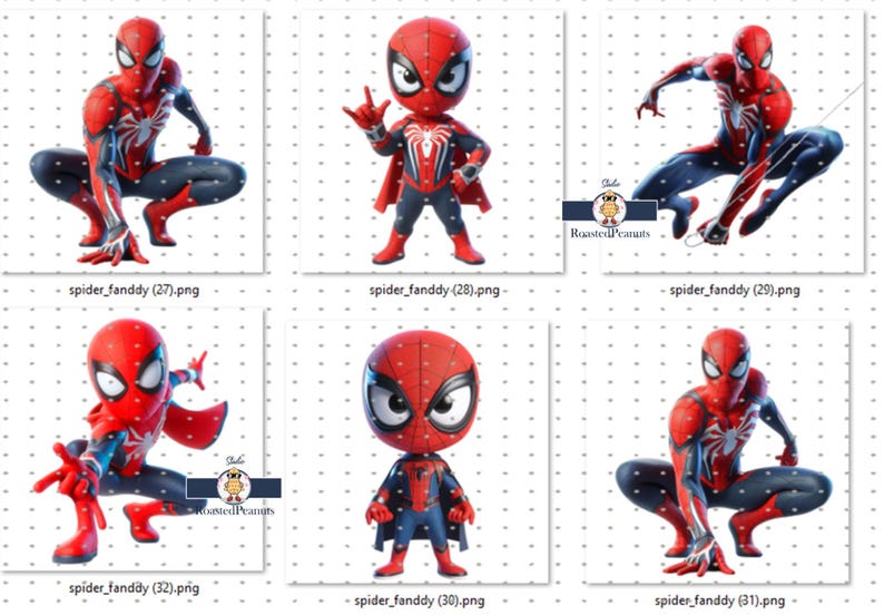 Cute Spiderman PNG Bundle, Cute Superhero Boys Clipart, Chibi ...