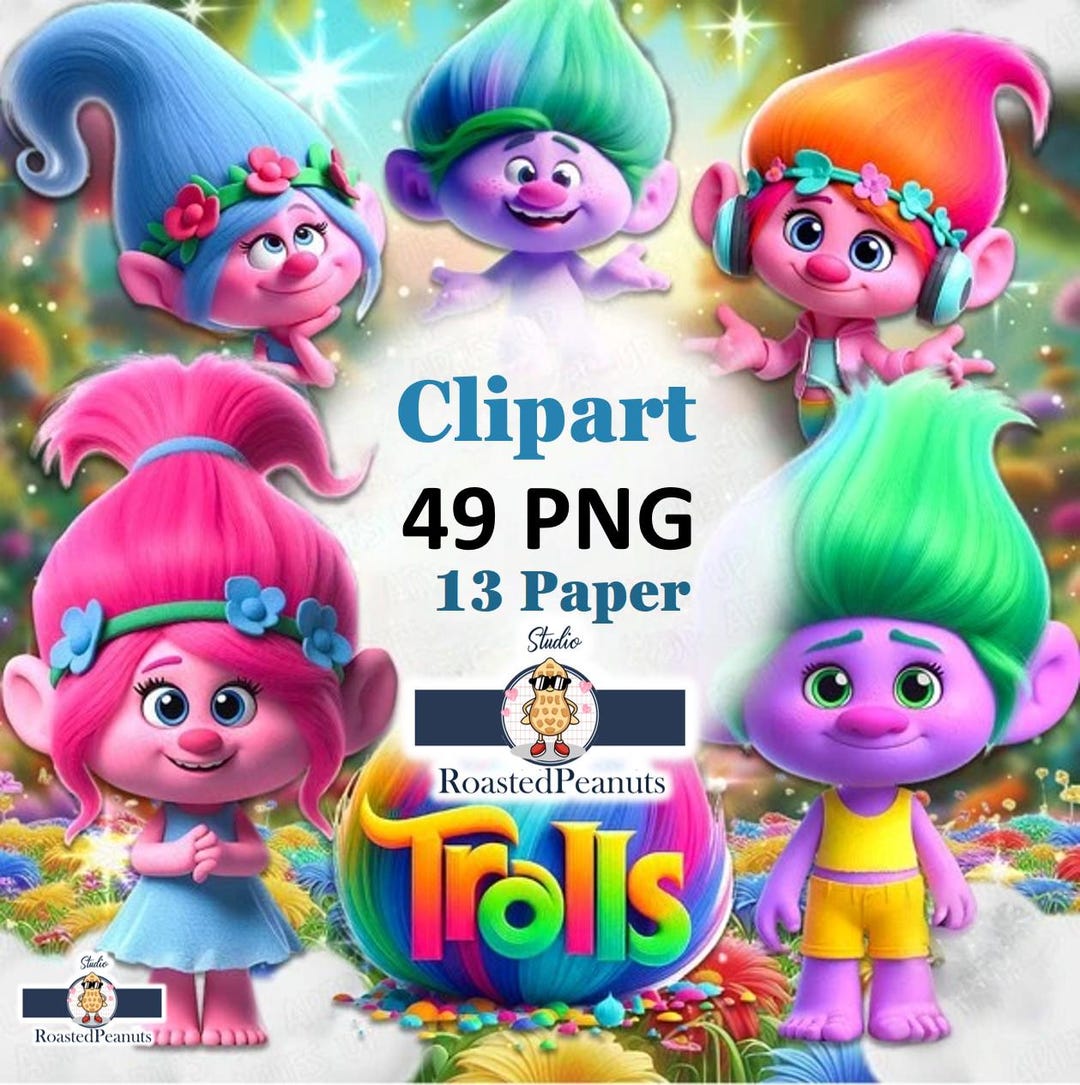 Trolls PNG Clipart Bundle – Colorful Characters for Sublimation ...