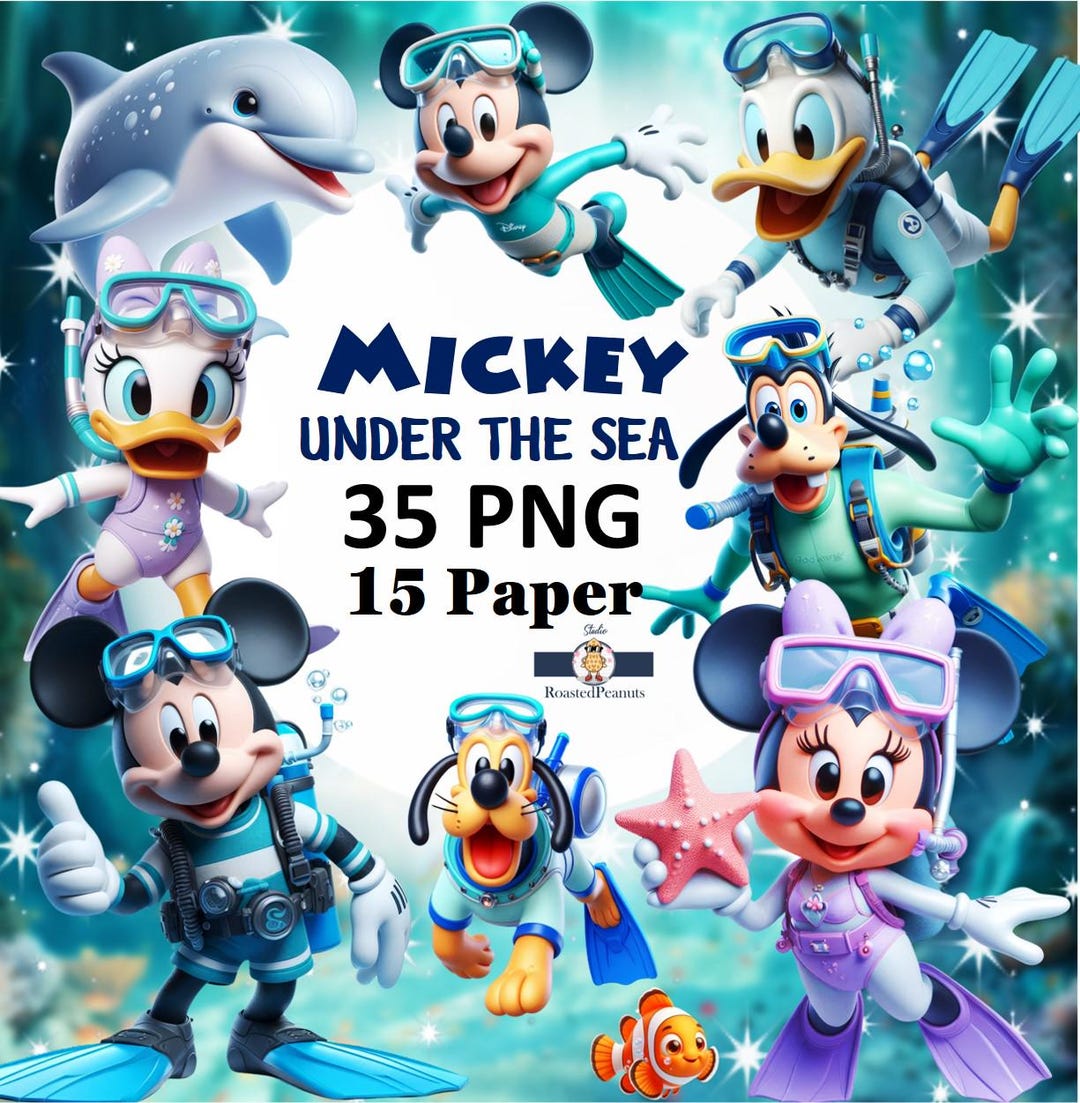 Mickey and Friends Under the Sea Clipart PNG, Mickey Under the Sea ...
