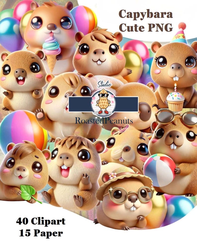 40 PNG Capybara Clipart Bundle, Cute Capybaras Art, Cute Capybara ...
