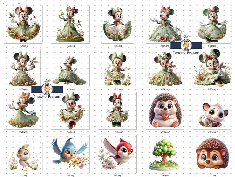 Garden Minnie PNG Bundle, Cute 3D Pink Minnie Clipart, Mouse Gardening ...