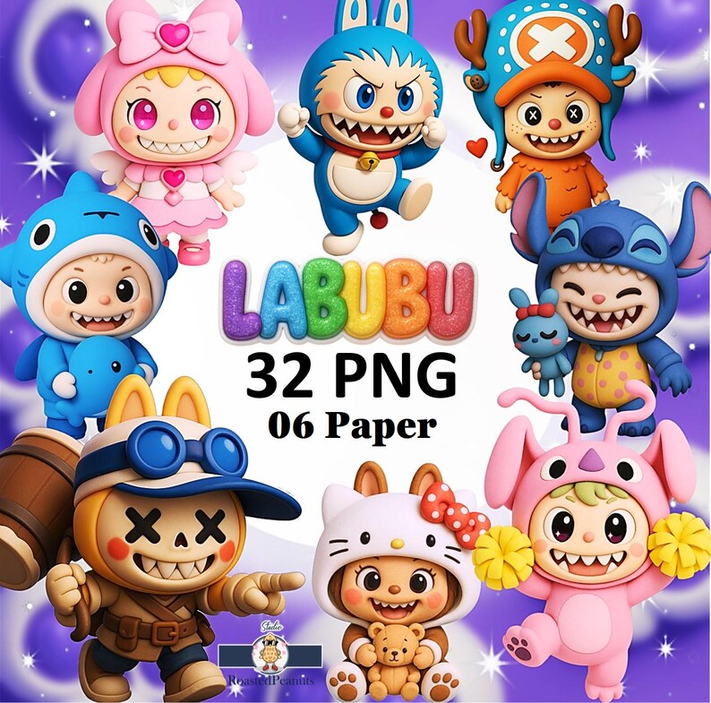 Labubu clipart png, Labubu png, Labubu Clipart Pack, papéis digitais ...