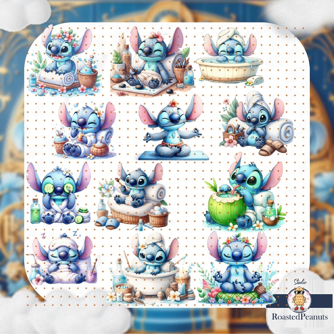 Lilo and Stitch Clipart Set, Stitch Spa PNG, Cute Lilo, Stitch, Angel ...