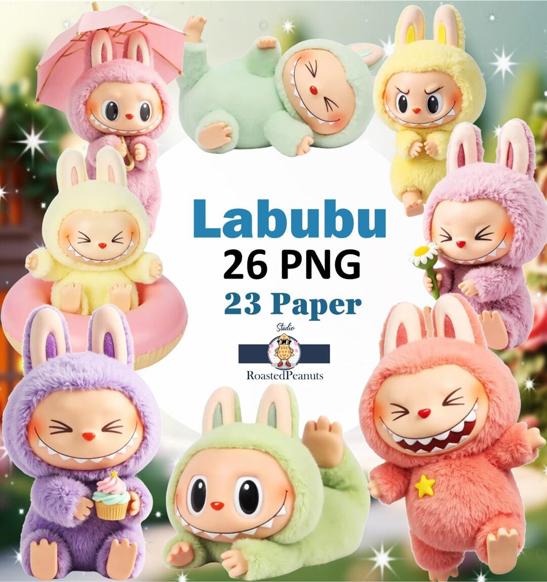Labubu Clipart Png, Labubu Png, Labubu Clipart Pack, Digital Papers ...