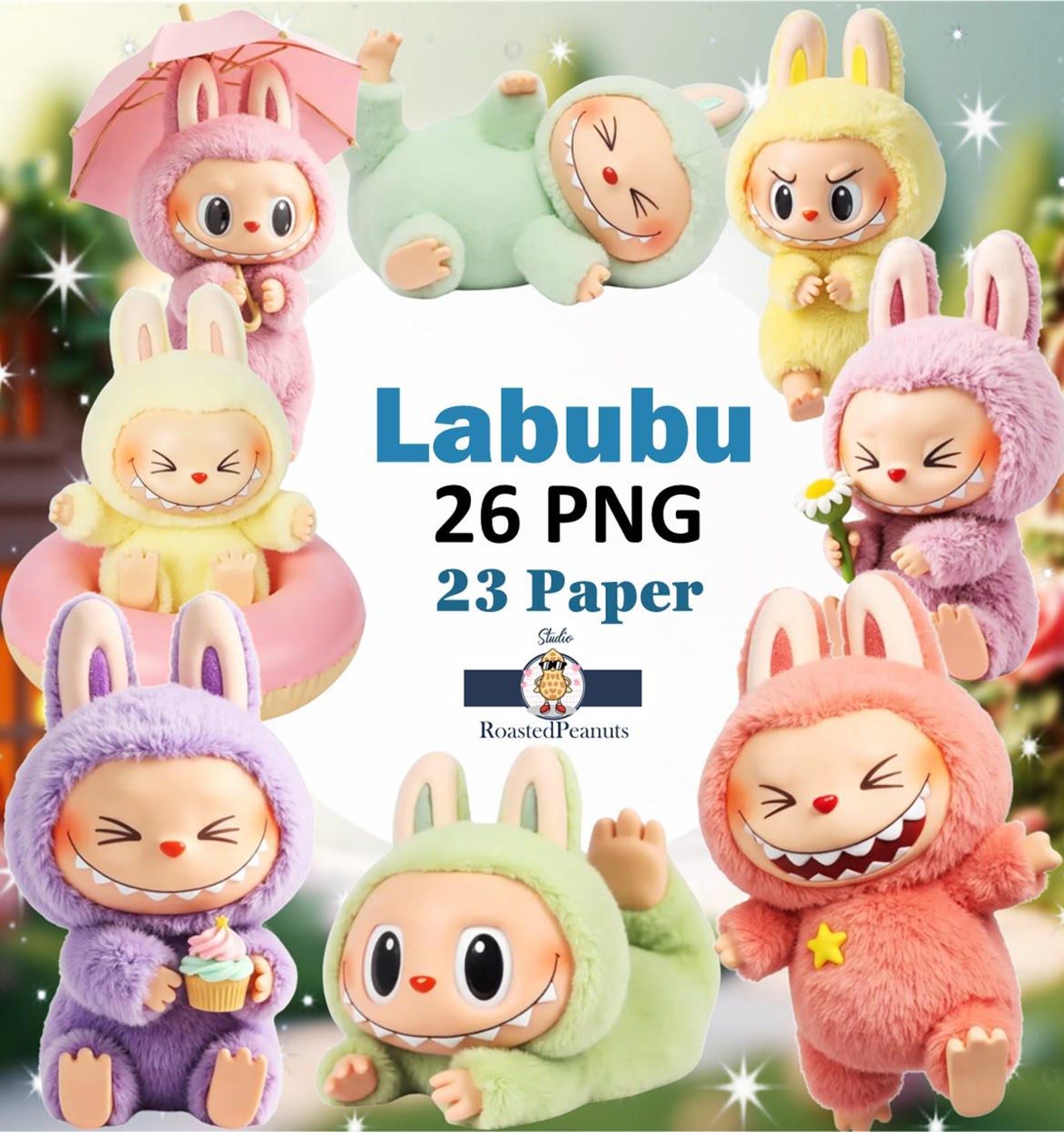 Labubu Clipart Png, Labubu Png, Labubu Clipart Pack, Digital Papers ...
