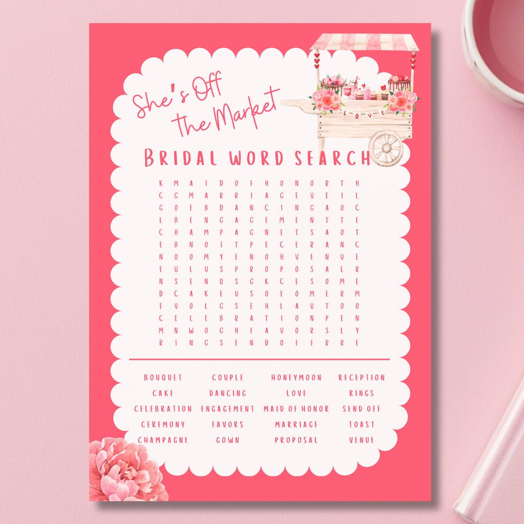 She's off the Market Word Search Editable Bridal Party Game Digital ...