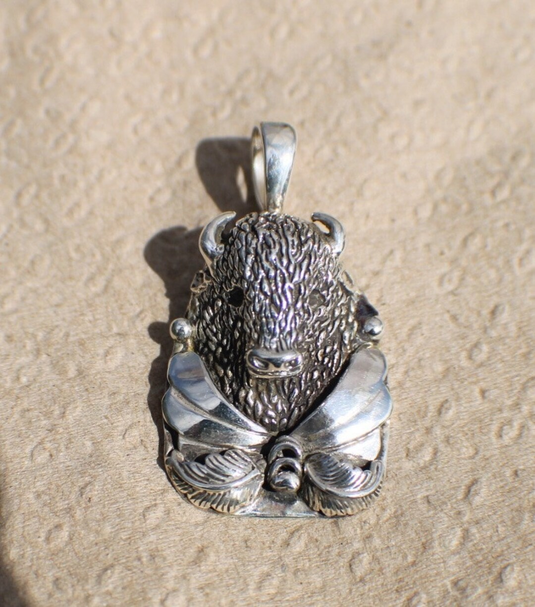 Buffalo Head Pendant, Sterling Silver, Buffalo Jewelry - Etsy