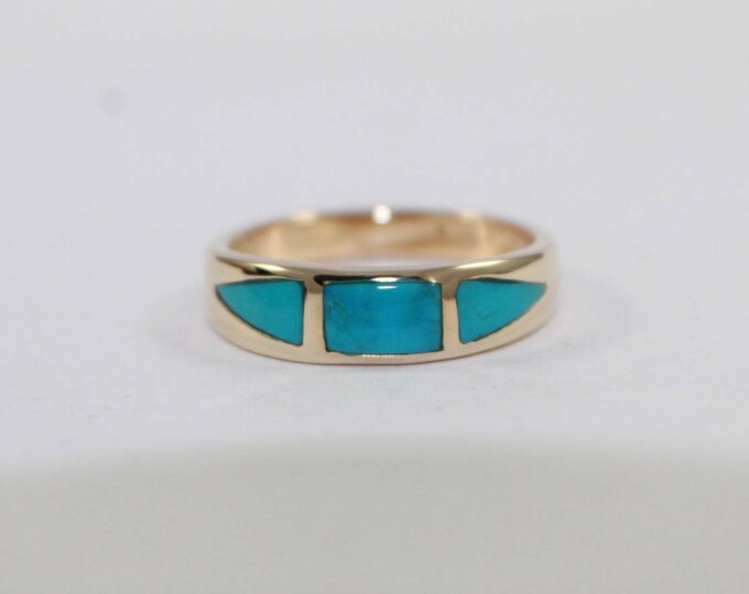 14k Gold Turquoise Ring Gold Turquoise Turquoise Inlay - Etsy