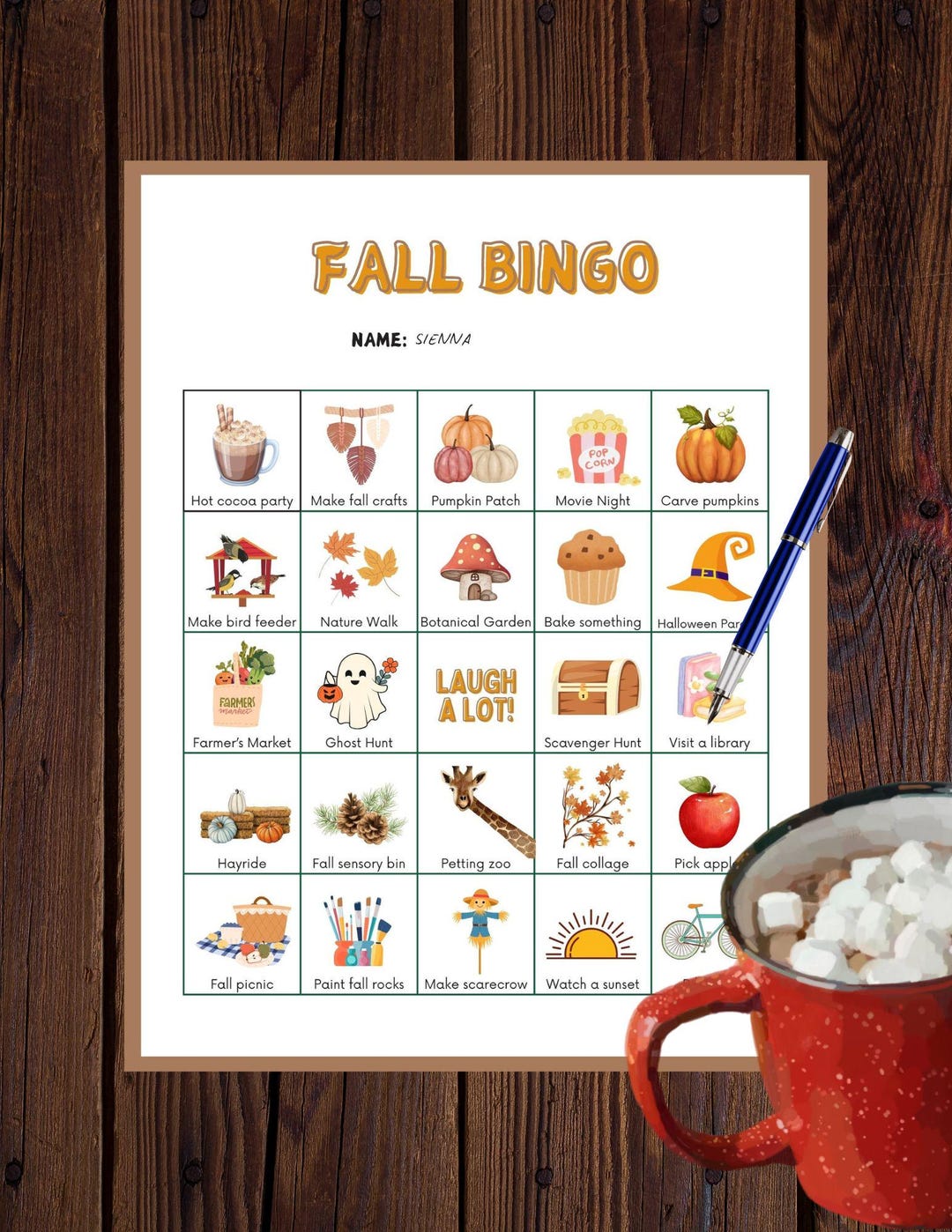 Fall Bingo Card for Young Kids & Toddlers - Printable Autumn Activity ...