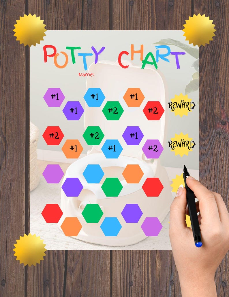 Colorful Toddler Potty Chart - Printable PDF. Instantly Downloadable ...