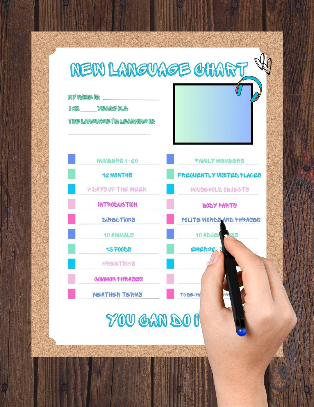 Language Learning Chart for Kids and Adults - Printable Language Study ...