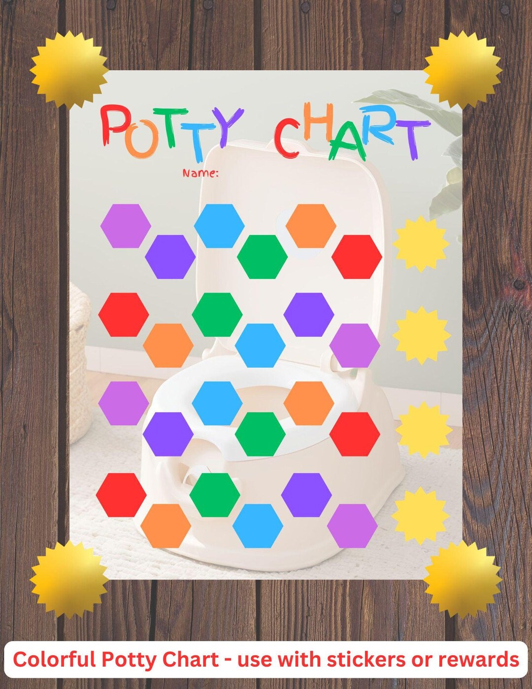 Colorful Toddler Potty Chart - Printable PDF. Instantly Downloadable ...