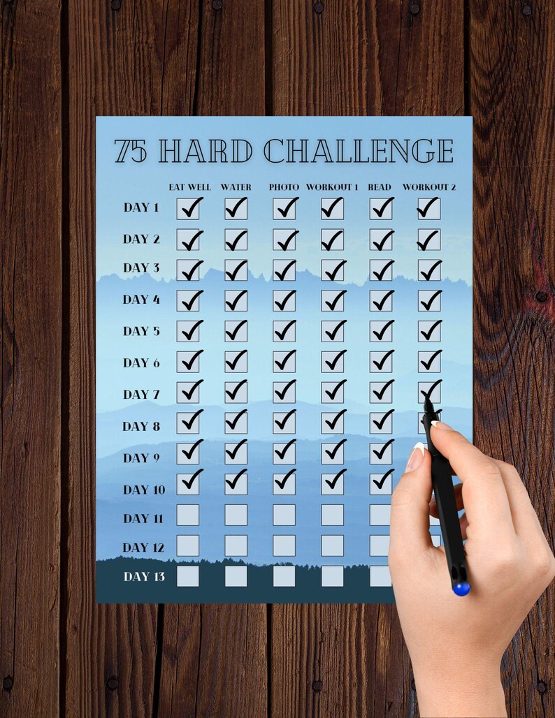 75 Hard Challenge Progress Tracker in a Colorful Design Keep Yourself ...