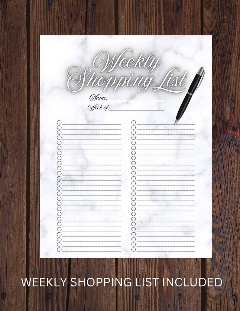 Printable Mon-fri Weekly Meal Planner. Meal Organizer for Families and ...