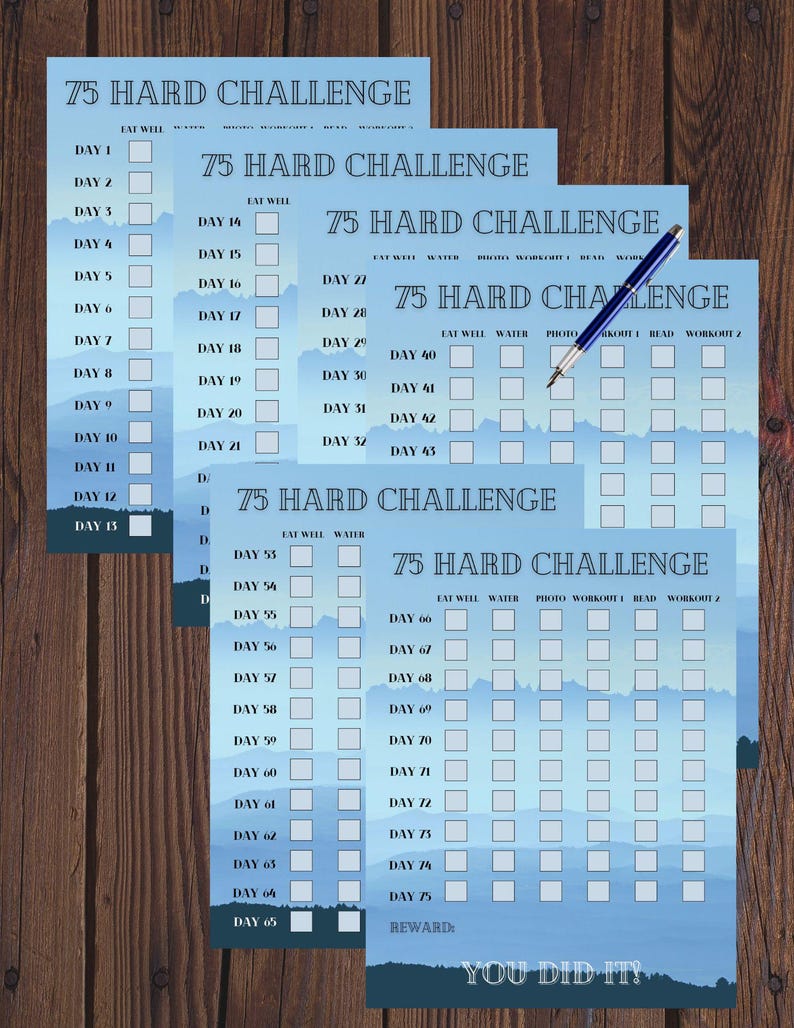 75 Hard Challenge Progress Tracker in a Colorful Design Keep Yourself ...