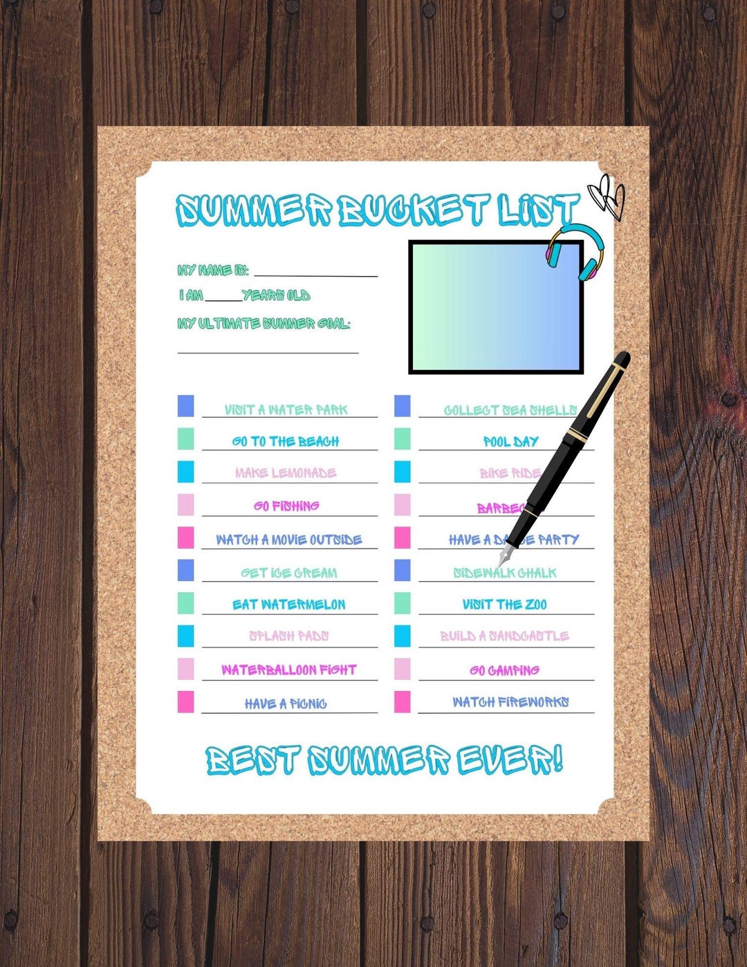 Blue Summer Bucket List PDF - Fun, Printable Summer Activities ...
