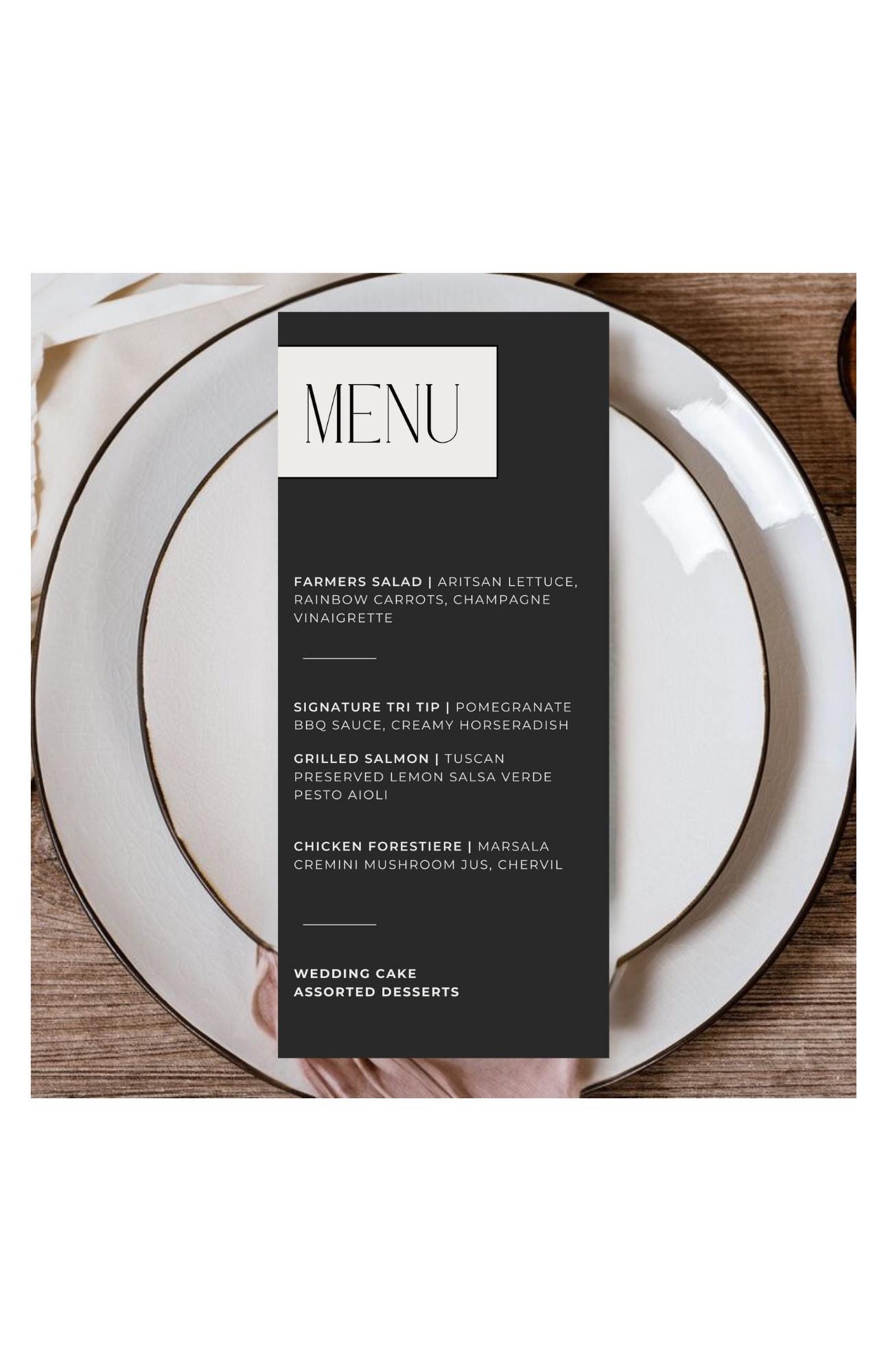 Printable Menu Template Modern Wedding Menu Card Table Menu Card Tall ...