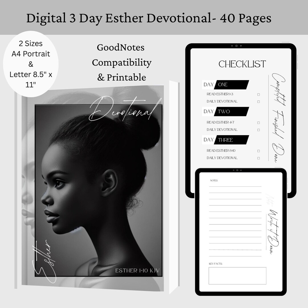 Esther Fast 3-day Devotional, Goodnotes, A4 & Letter, Digital ...