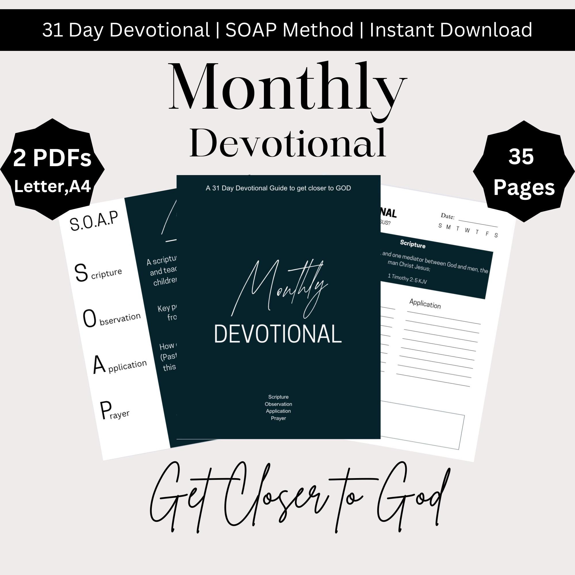 Daily Devotional Printable, SOAP Bible Study Method, Goodnotes,31-day ...