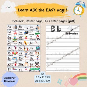 Sports ABC Chart Printable | Printable Kindergarten Wall Art Alphabet ...