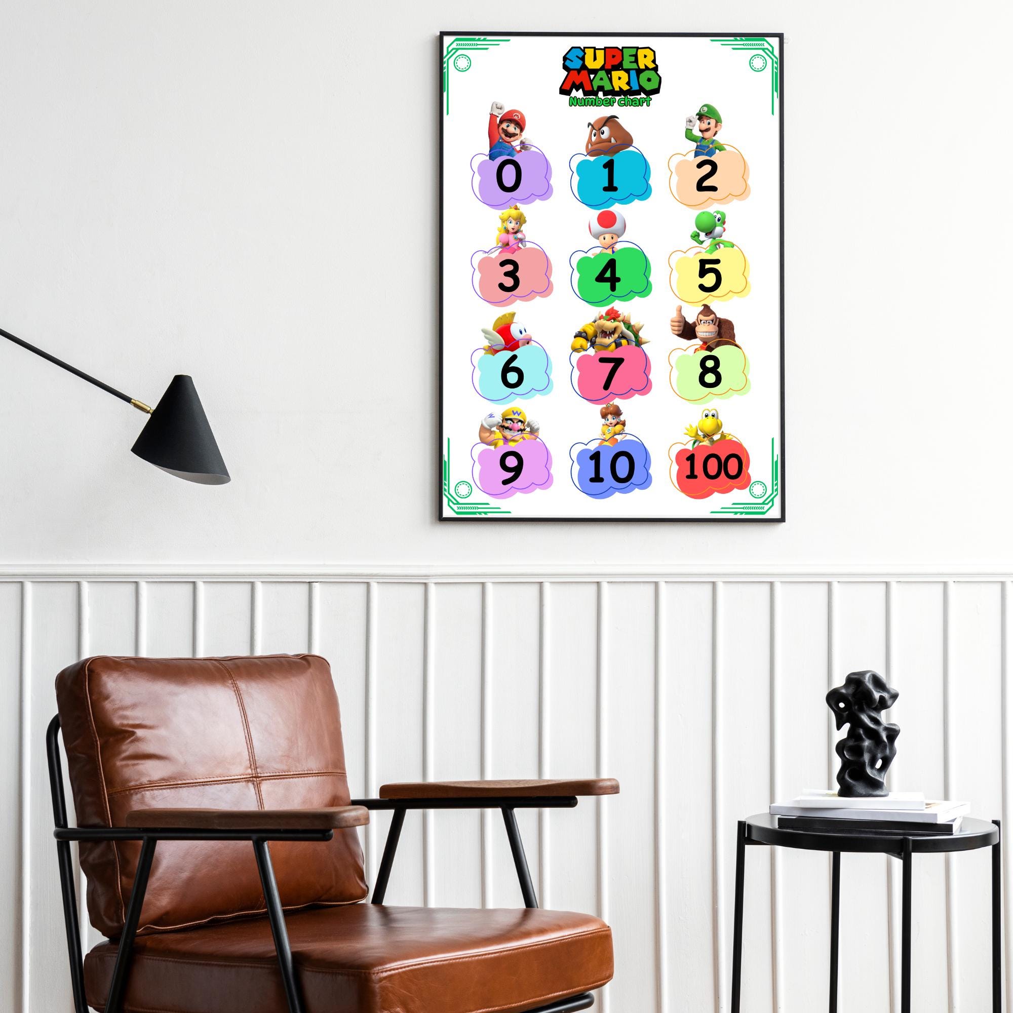 Mario Number Chart Printable | Printable Kindergarten Wall Art Numbers ...
