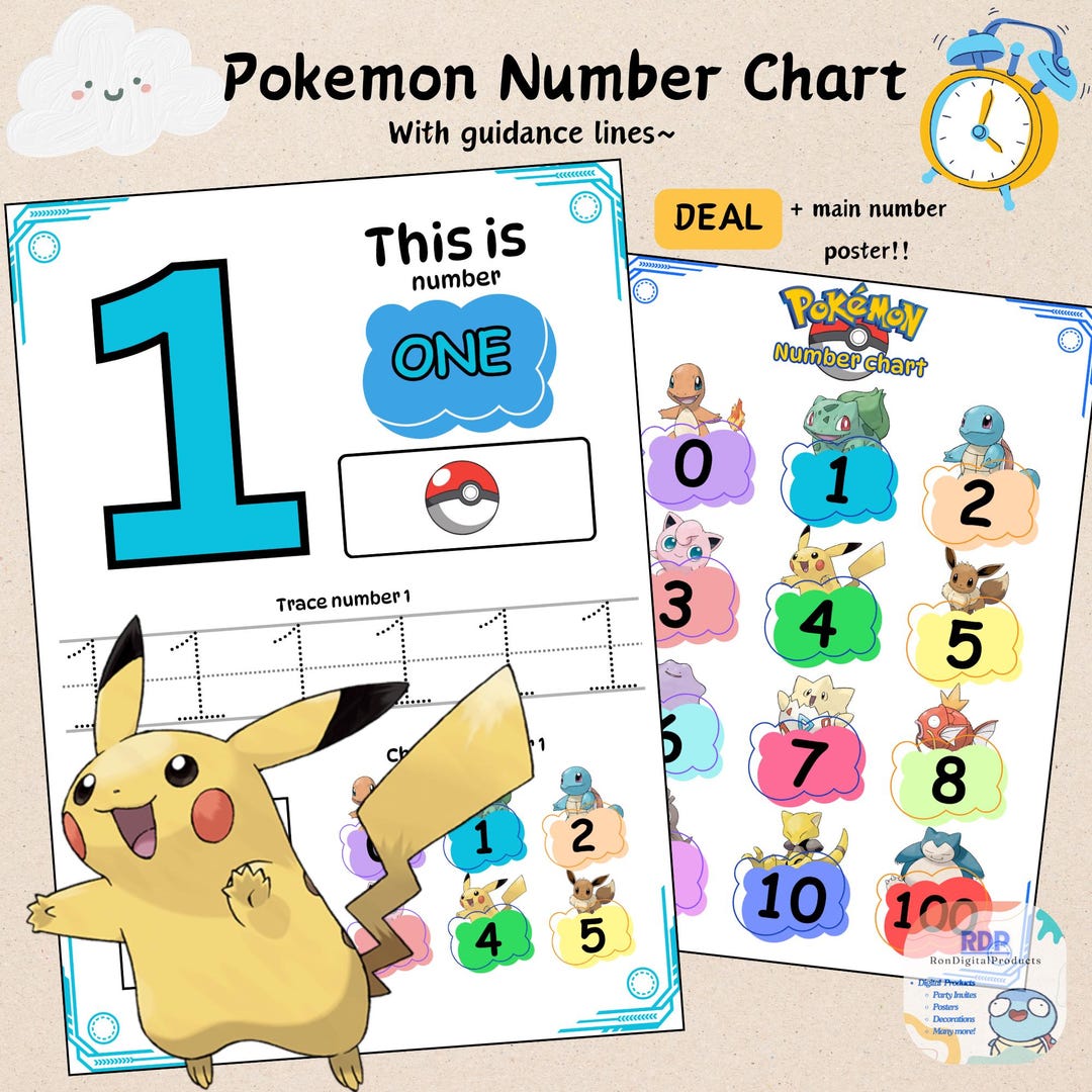 Pokemon Number Chart Printable | Printable Kindergarten Wall Art ...