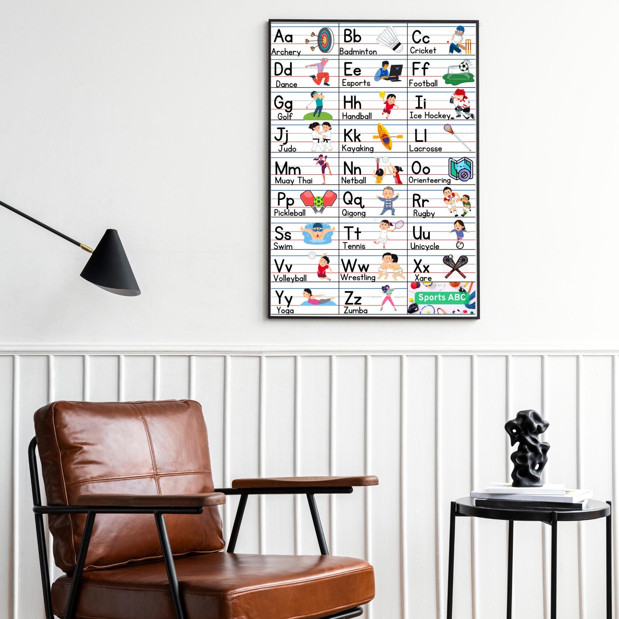 Sports ABC Chart Printable | Printable Kindergarten Wall Art Alphabet ...