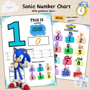 Sonic Number Chart Printable | Printable Kindergarten Wall Art Numbers ...