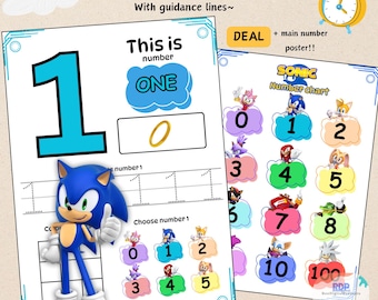 Sonic Number Chart Printable | Printable Kindergarten Wall Art Numbers ...