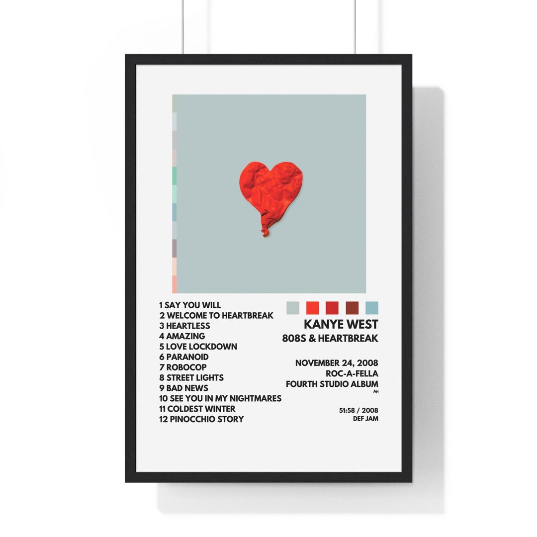 Kanye West 808s & Heartbreak Custom Album Print Hip Hop Wall Art, Music ...