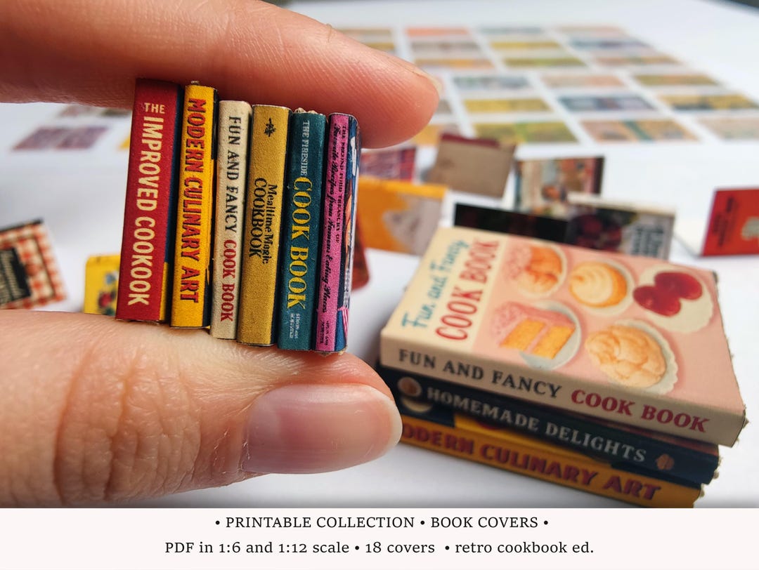 Retro Cookbook Covers | PRINTABLE 1:6 and 1/12 Scale | Miniature Books ...