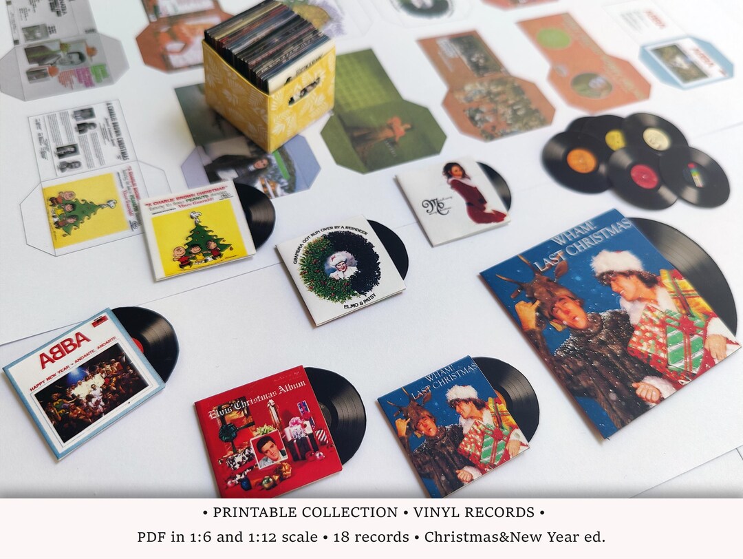 Christmas Vinyl Records: 1/6 and 1/12 Miniature for Dollhouse or Music ...
