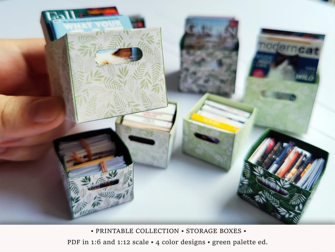 Storage Boxes • PRINTABLE 1:6 and 1/12 Scale PDF • 2 Main Green Colors ...