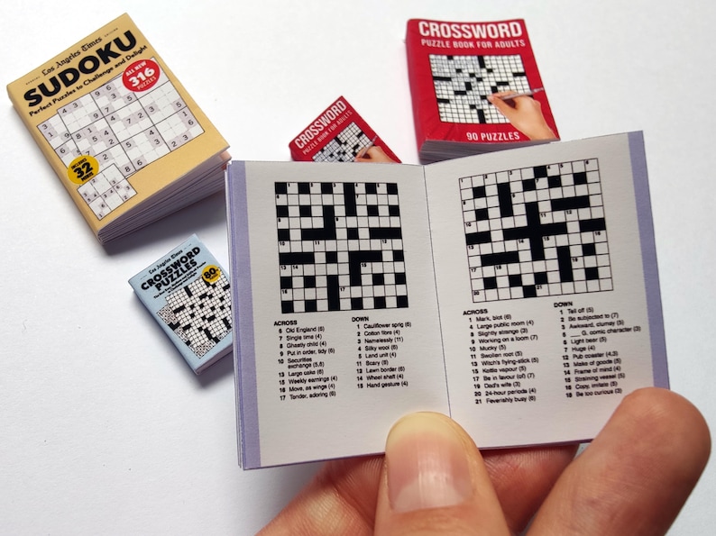 3 Crossword Puzzle Books | PRINTABLE 1:6 and 1/12 Scale PDF | Miniature ...